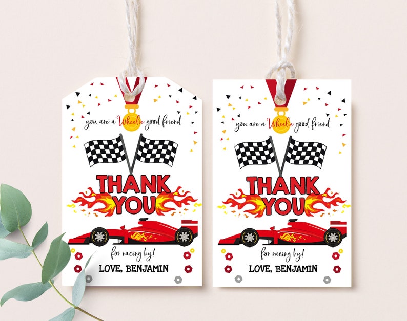 Race Car Favor Tags Two Fast Gift Tags Boy 2nd Birthday Party Thank You ...