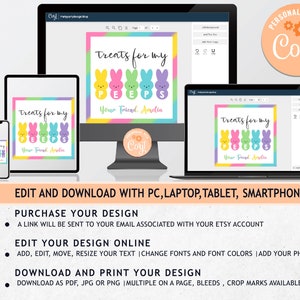 EDITABLE Easter Treats for My Peeps Favor Tag Cookie Bag Printable ...