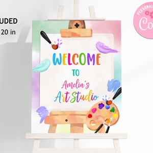 Art Birthday Welcome Sign Girl Birthday Decor Painting Party Poster ...