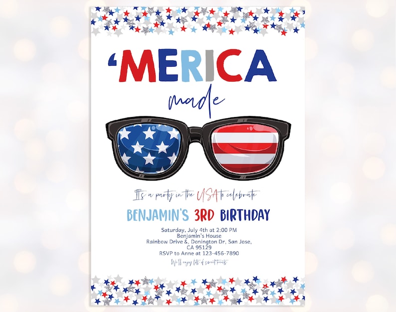 4th of July Birthday Invitation Fourth July Party Invites - Etsy