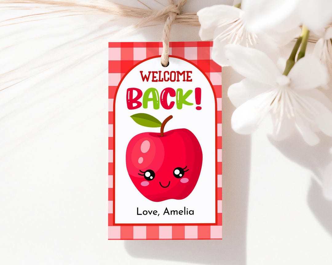 Welcome Back to School Gift Tags Apple First Day of School Favor Tag ...