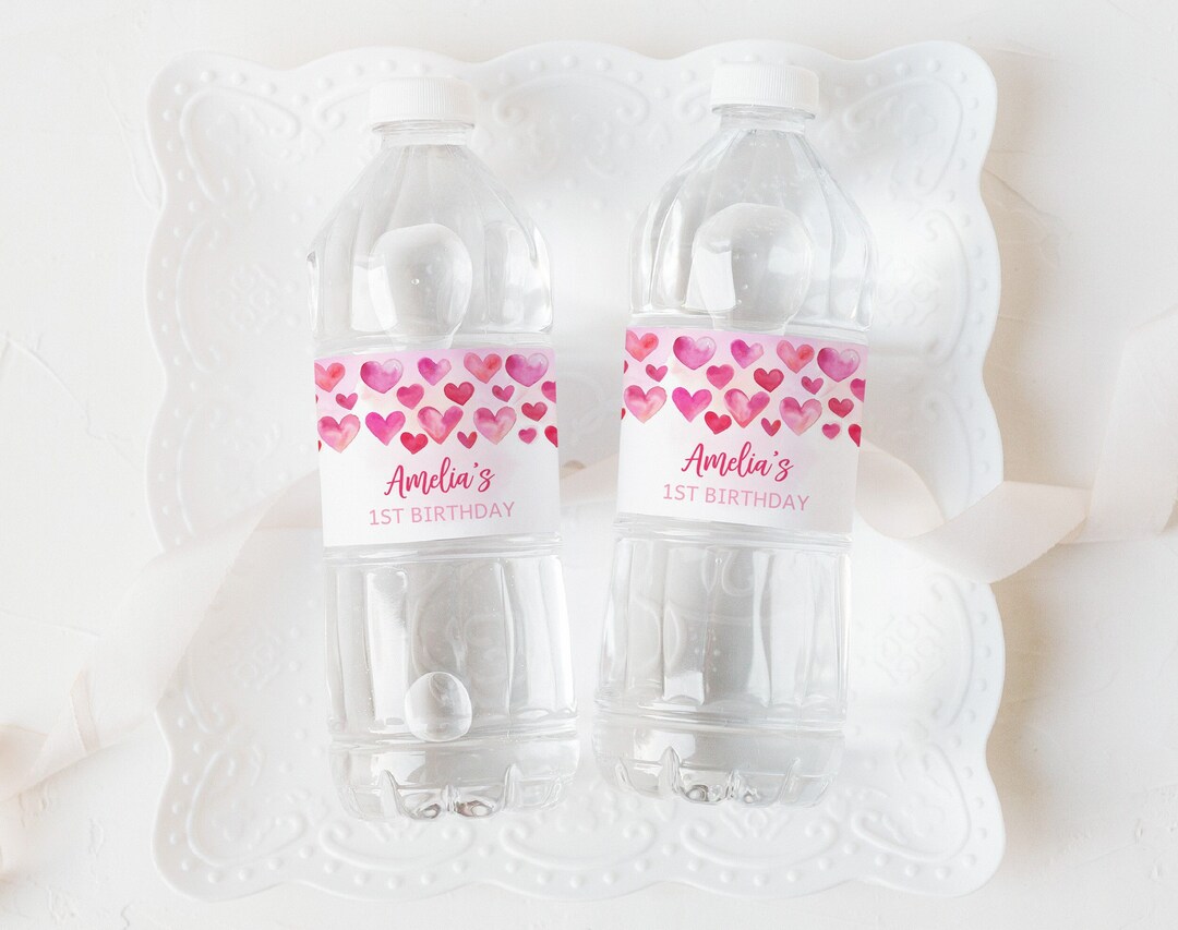 Valentines Day Water Bottle Label Sweetheart Birthday Party Decor Girl ...