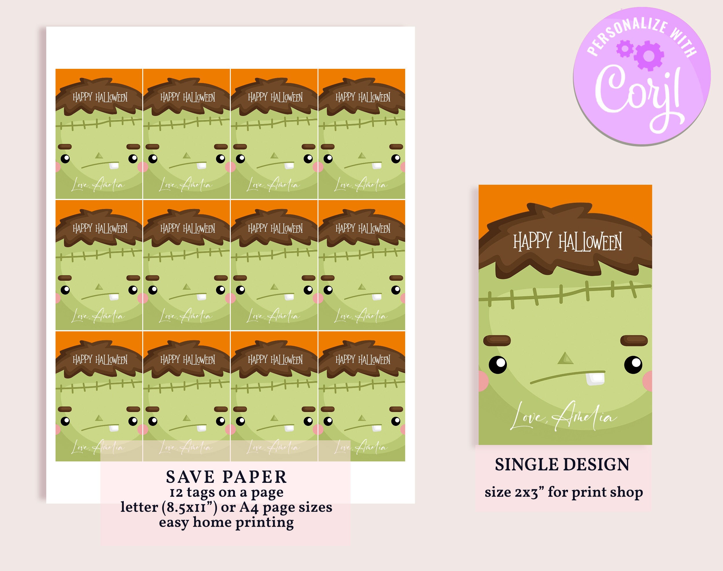 EDITABLE Halloween Favor Tags Party Gift Tags Set Spooky Ghost Boo ...