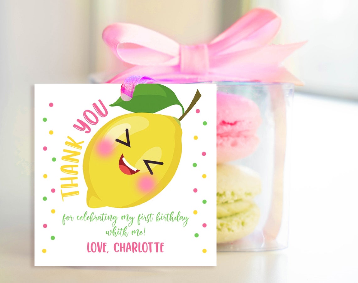 Lemon Thank You Tag Lemonade Party Gift Tags Baby Shower Favor Label ...