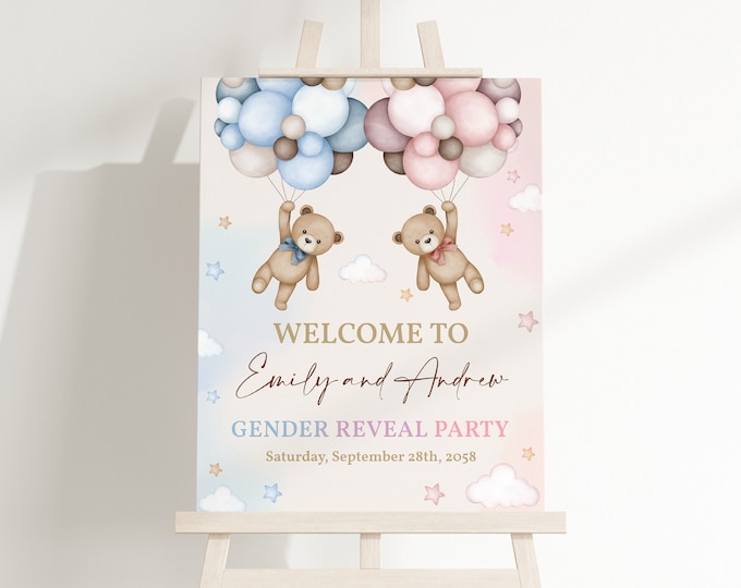 Gender Reveal Party Welcome Sign, She or He Entrance Sign, Blue Pink ...