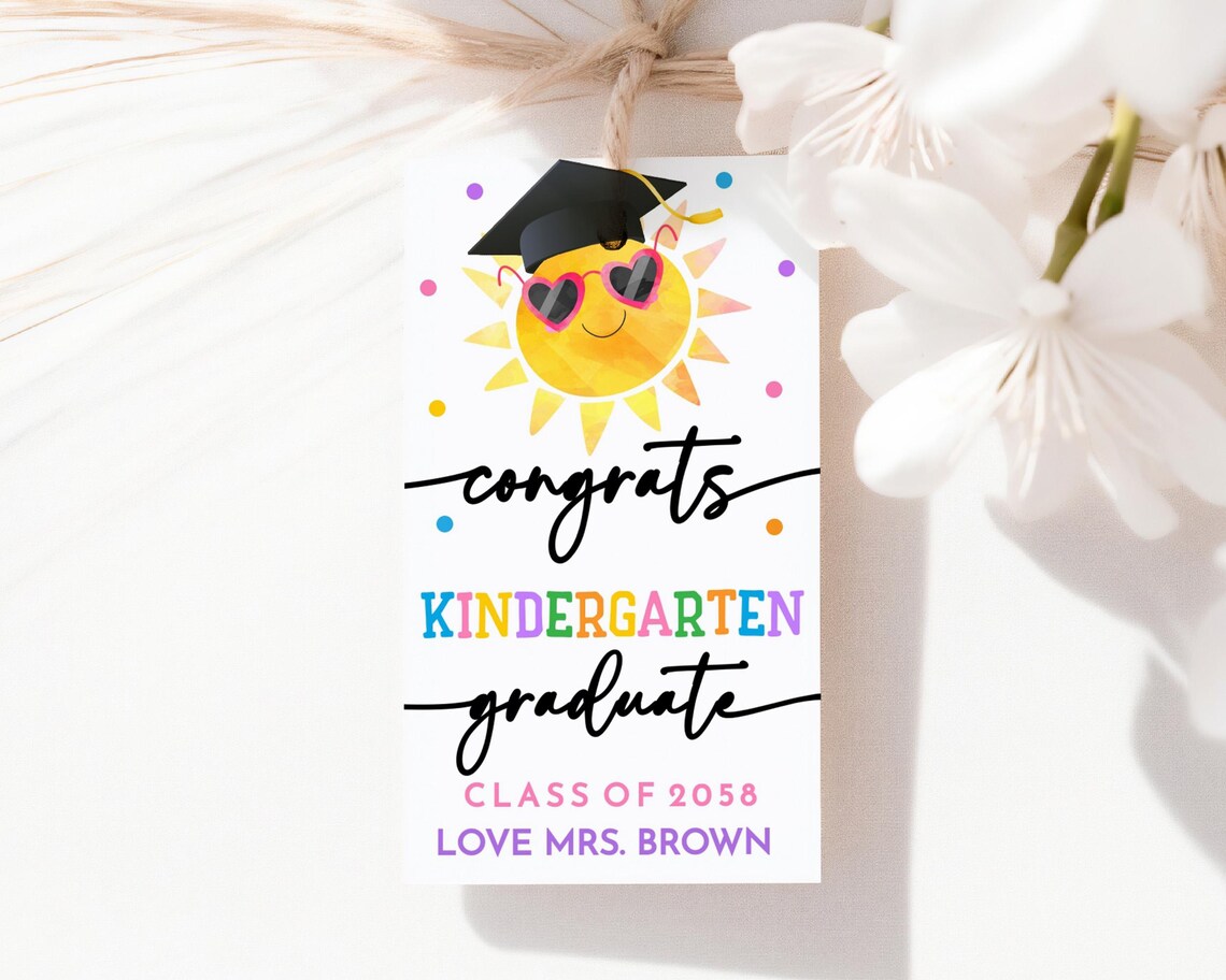 Kindergarten Graduation Gift Tag Congrats Kinder Graduate Favor Tag End ...