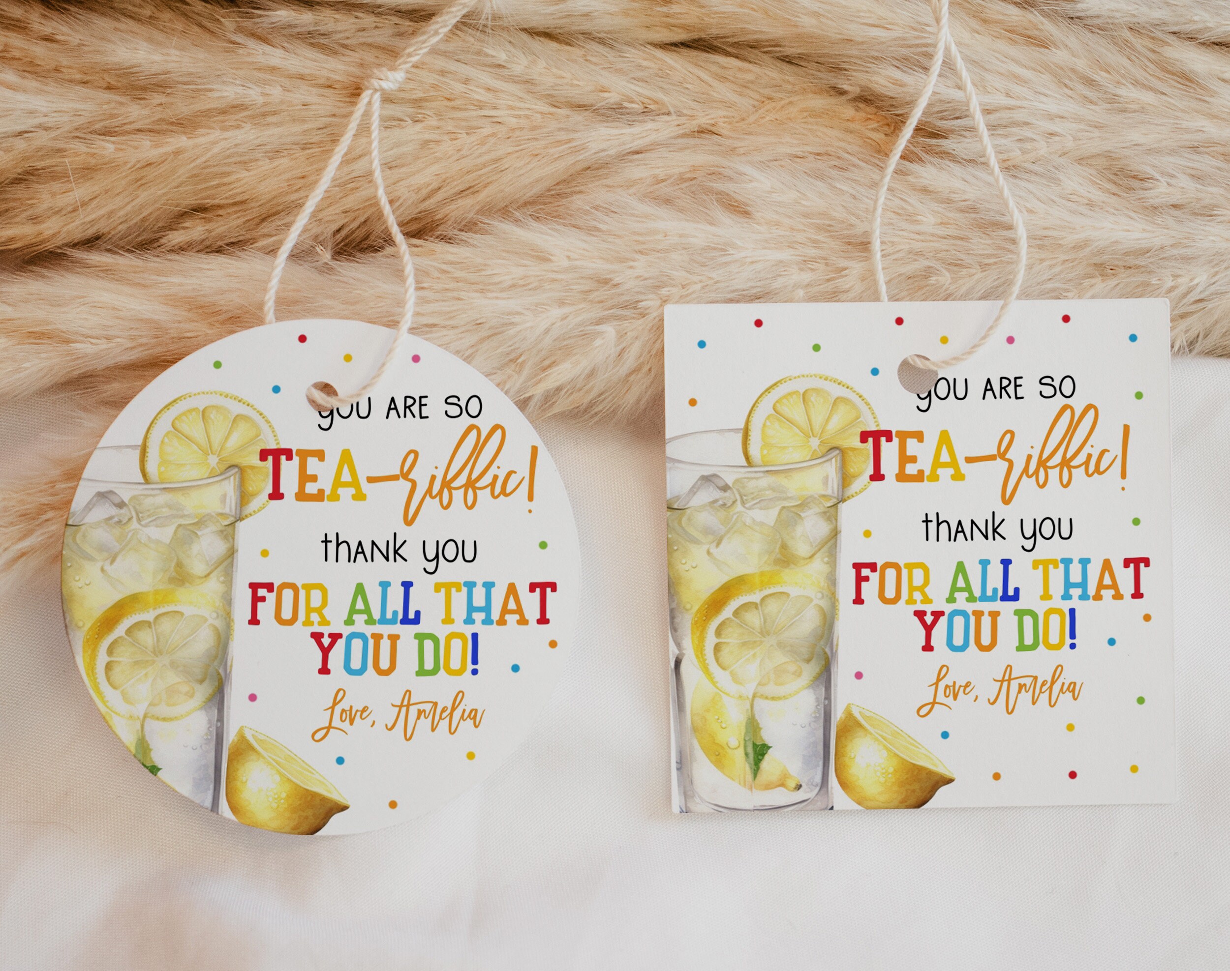 Iced Tea Gift Tags You're Tea-riffic Teacher Appreciation Tag Classroom ...