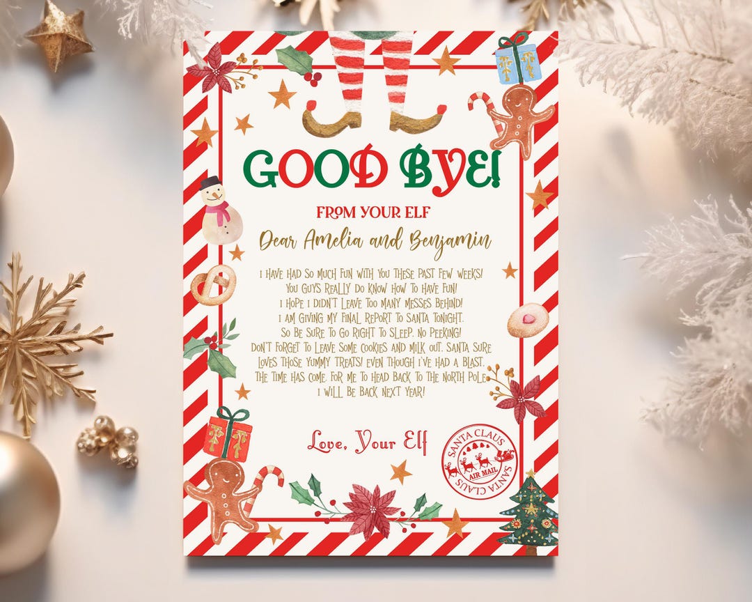 Goodbye Elf Letter From Elf Christmas Elf Letter to Kids Elf Departure ...