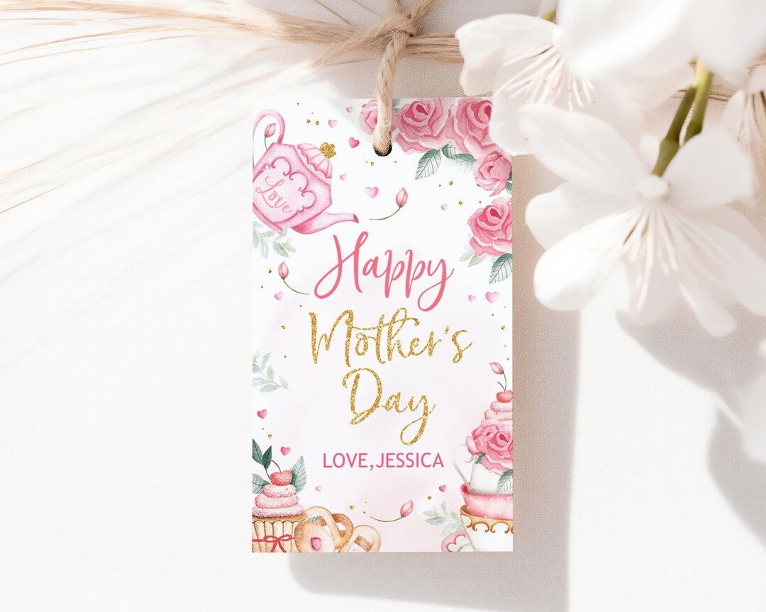 Mother's Day Gift Tag Tea Party Happy Mothers Day Favor Tags Teapot ...