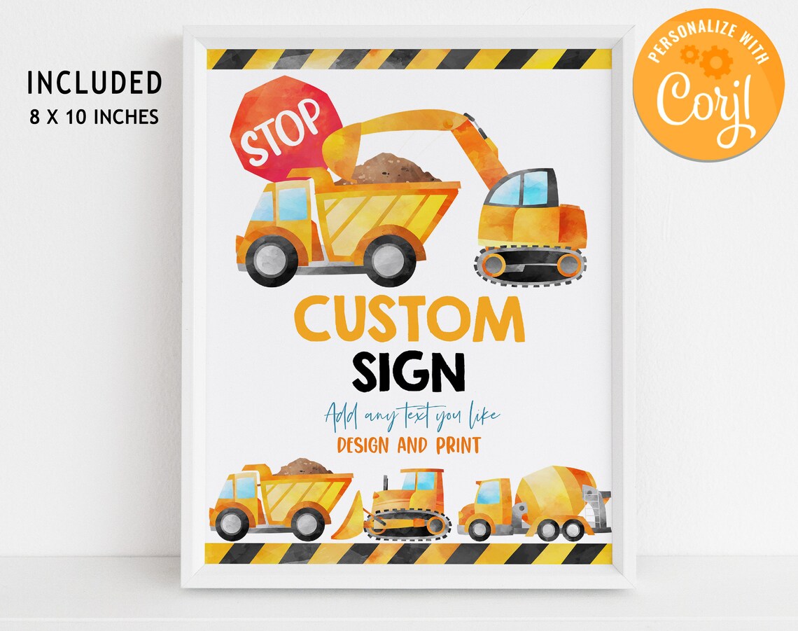 Construction Birthday Table Sign Custom EDITABLE Party Sign - Etsy
