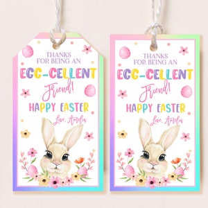 EDITABLE You're an Egg-cellent Friend Tag Happy Easter Gift Tags ...