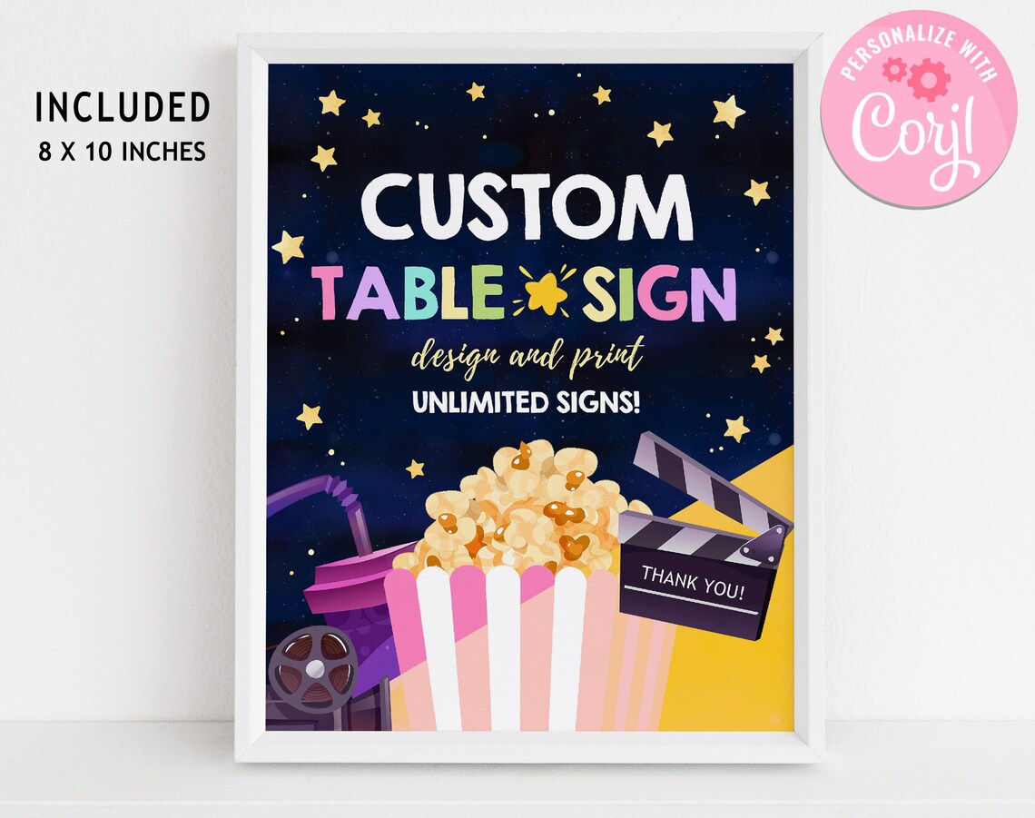 Custom Movie Night Sign Movie Party Sign Sleepover Party - Etsy