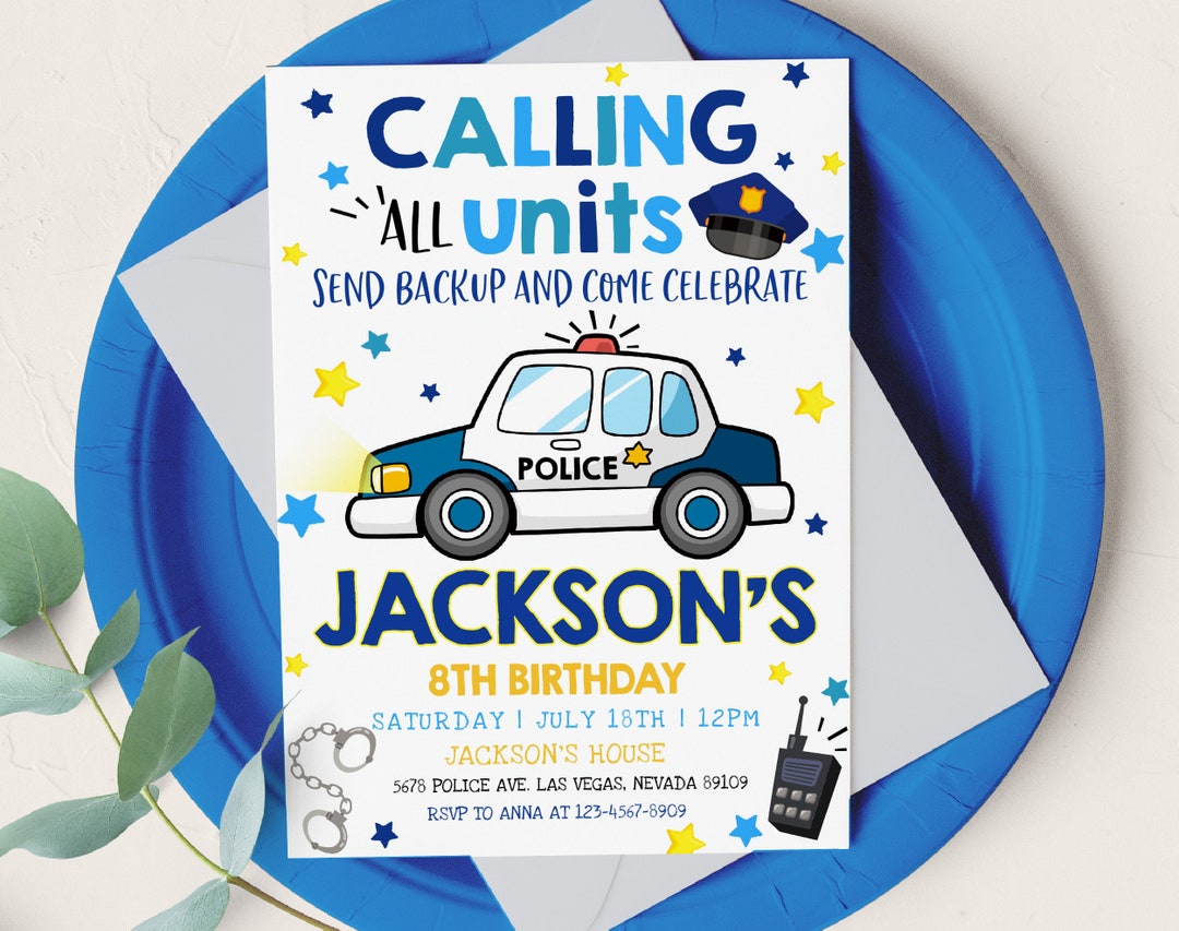 Police Birthday Invitation Policeman Invite Police Officer Boy First ...