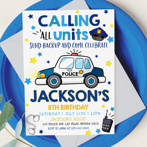 EDITABLE Police Invitation Police Officer Invite Policeman - Etsy