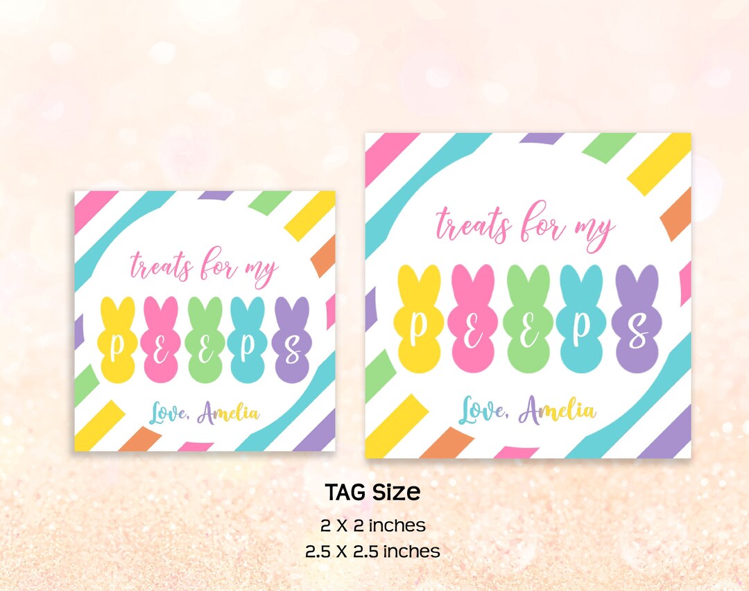 EDITABLE Easter Gift Tag Treats for My Peeps Friends Cookie Spring Mini ...