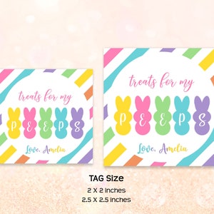 EDITABLE Easter Gift Tag Treats for My Peeps Friends Cookie Spring Mini ...