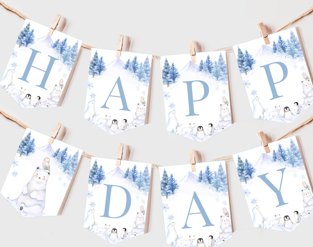 Winter Onederland Banner Wonderland Boy Girl 1st First Birthday Party ...