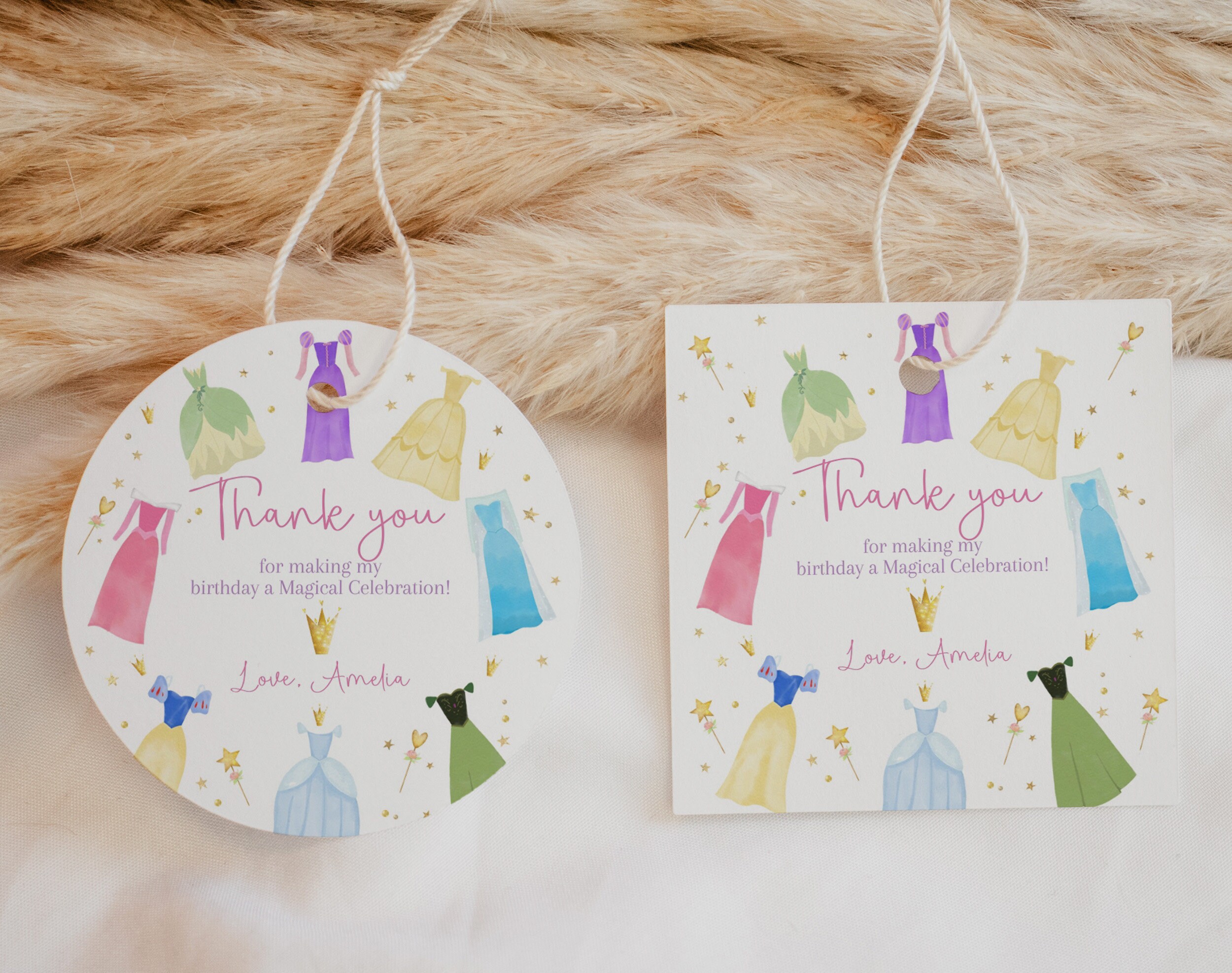 Princess Birthday Favor Tags Once Upon a Time Princess Dresses Gift ...