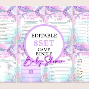 Mermaid Baby Shower Bundle Under the Sea Games Set Princess Magical ...