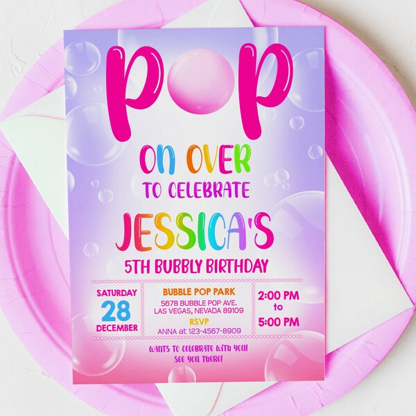 Bubble Bash Birthday Invitation - Etsy