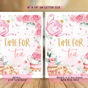 Tea Party Table Sign Time for Tea Sign Girl 1st Birthday Party Decor ...