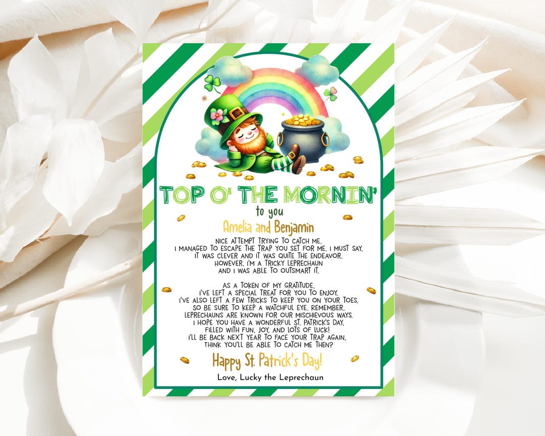 Printable Leprechaun Letter, St Patrick's Day Catch Game, Kids ...