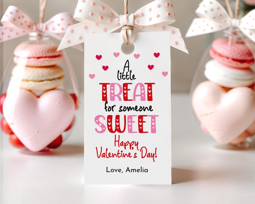 Red Pink Hearts Valentine's Day Gift Tags, A Little Treat for Someone ...