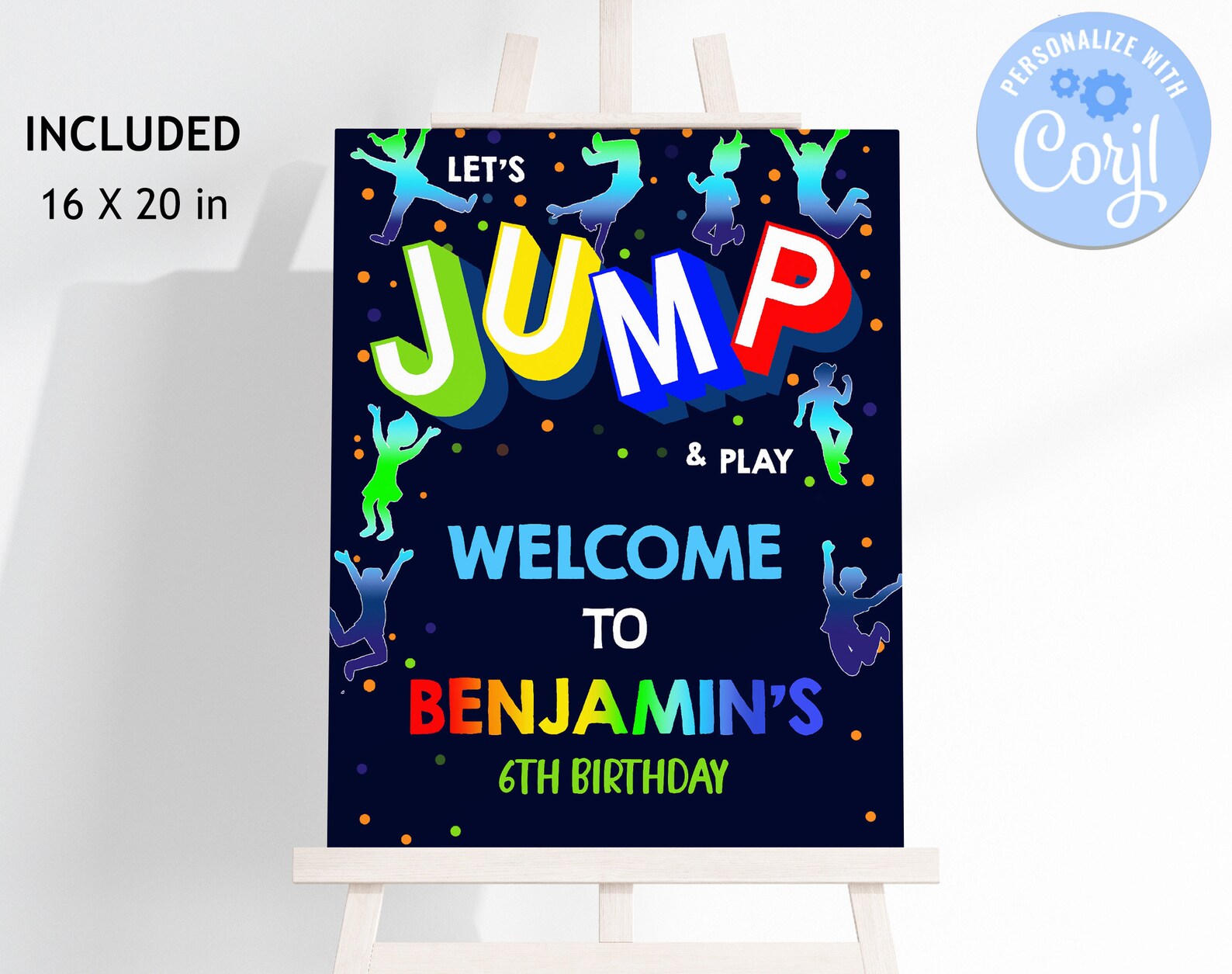 Jump Birthday Party Welcome Sign Poster Trampoline Banner Let's House ...
