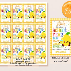 Easy Peasy Lemon Squeezy Tag Lemonade Gift Tags Teacher Appreciation ...