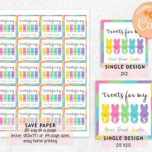 EDITABLE Easter Treats for My Peeps Favor Tag Cookie Bag Printable ...