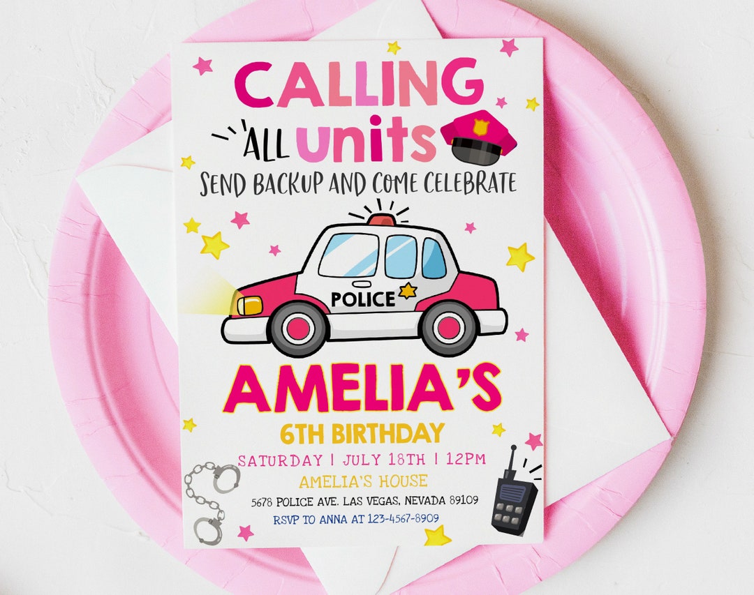 Police Birthday Invitation Policeman Invite Police Officer - Etsy