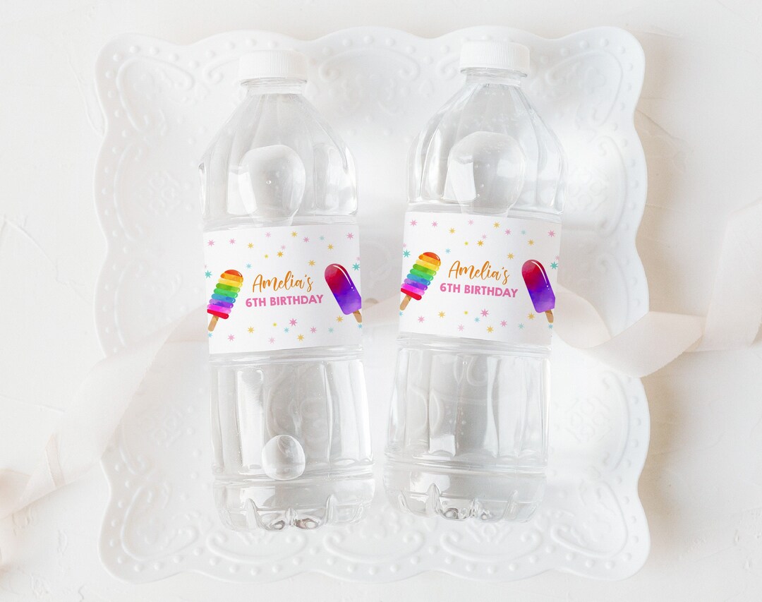 Popsicle Water Bottle Label Boy Girl 1st Birthday Party Decor Ice Cream ...