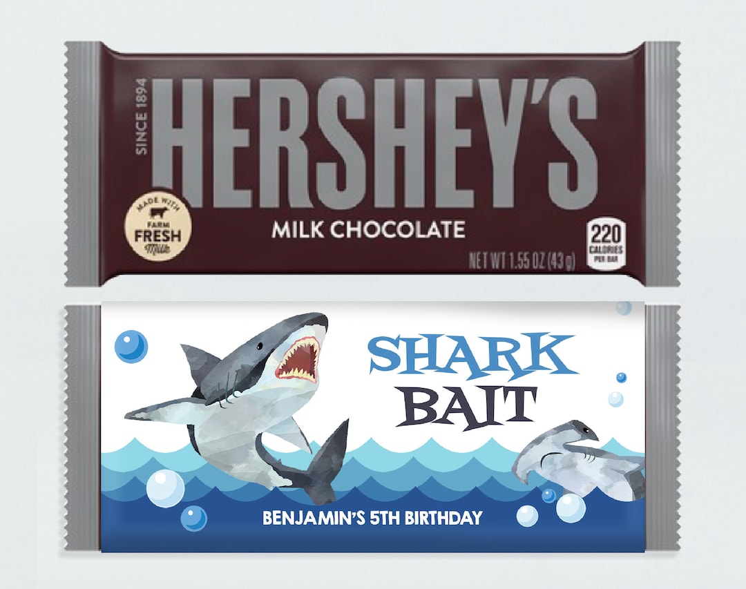 Shark Birthday Chocolate Wrapper Boy Birthday Party Decor Under the Sea ...