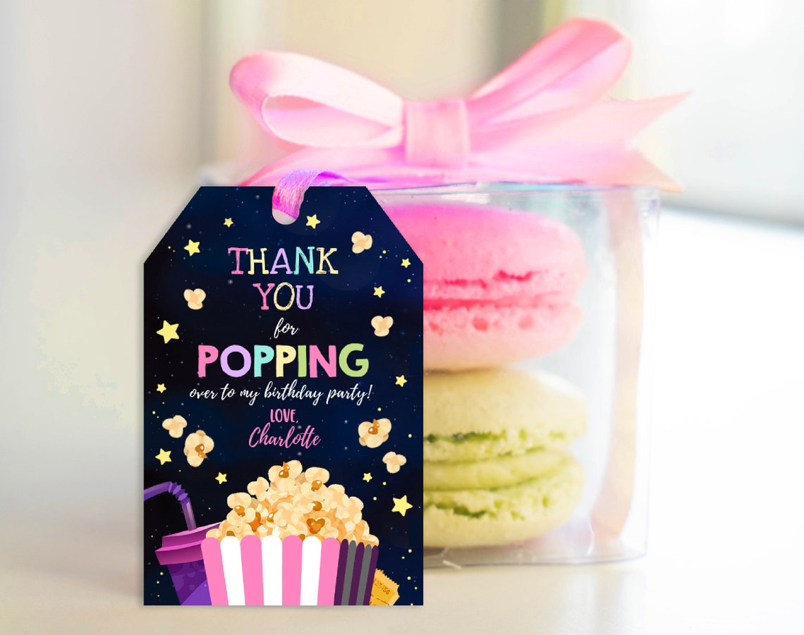 Movie Night Tags Party Favor Tag Birthday Gift Thank You - Etsy