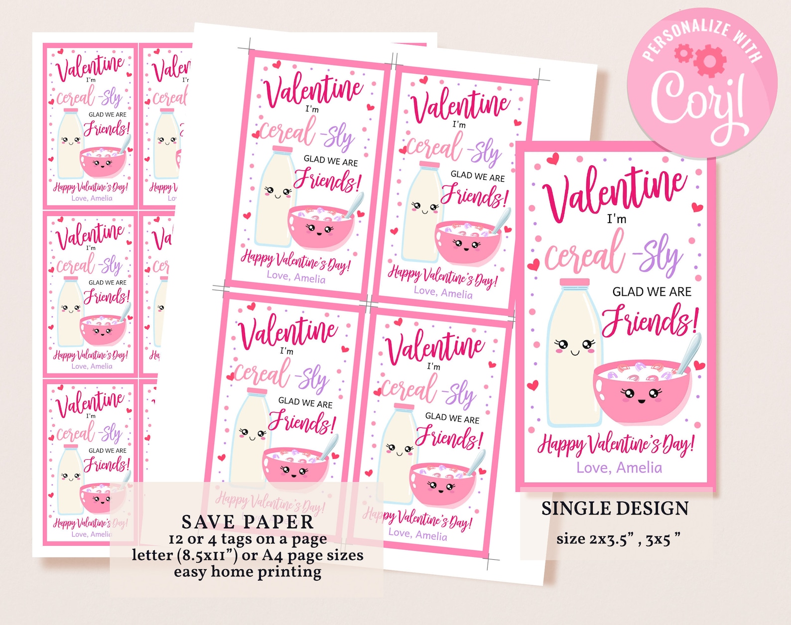 Cereal Valentine Tag Cerealsly Tag I'm Cereal-sly Glad We - Etsy