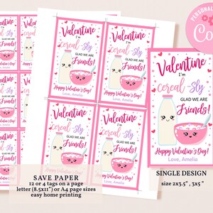 Cereal Valentine Tag Cerealsly Tag I'm Cereal-sly Glad We Are Friends ...