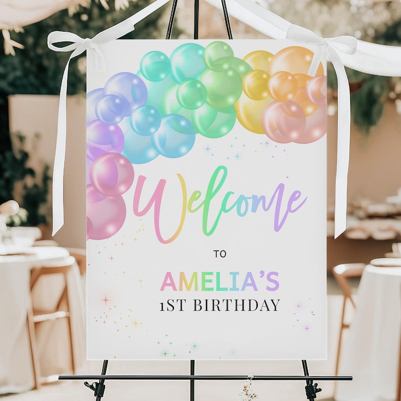 Welcome Sign Rainbow Balloons - Etsy UK