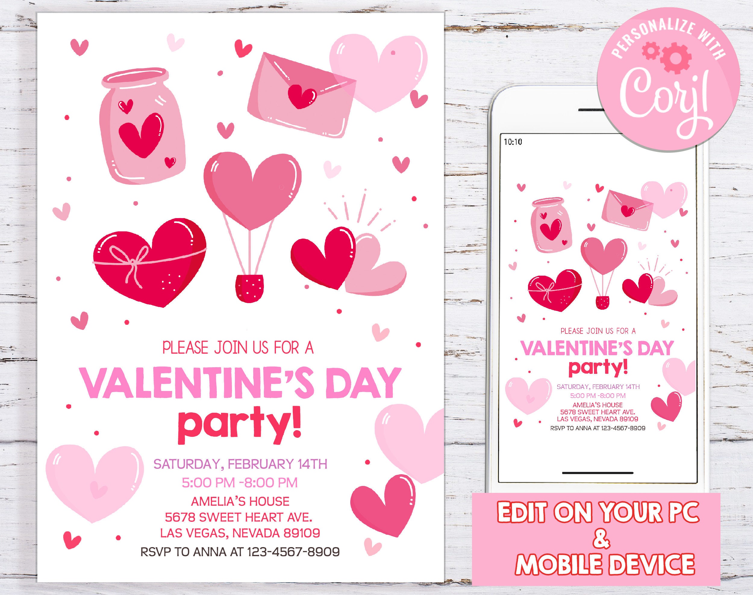 Valentines Day Invitation Brunch Party Invites Happy Valentine - Etsy