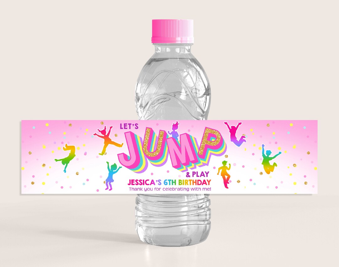 Jump Water Bottle Labels Jumping Drink Bounce House Birthday Party ...
