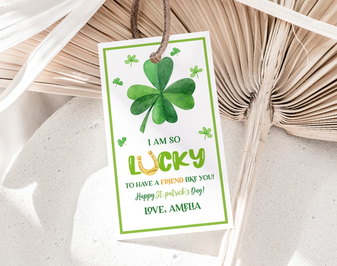 St Patricks Day Gift Tag Four Leaf Clover Shamrock Treat Tag Lucky to ...