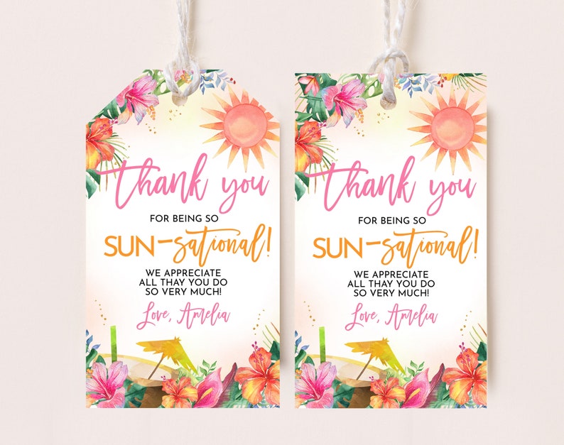 Thank You for Being so Sun-sational Gift Tags Teacher Appreciation ...