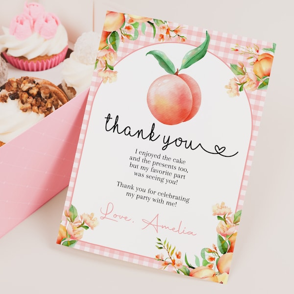 One Sweet Peach Thank You Card - Etsy