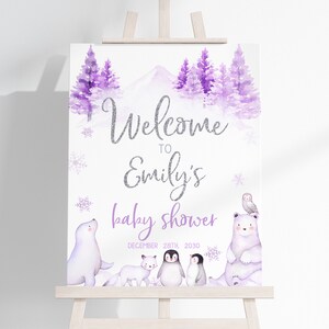 Winter Wonderland Welcome Sign Girl Baby Shower Poster Baby It's Cold ...