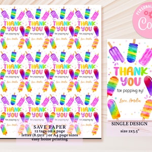 Popsicle Birthday Gift Tags Girl 1st First Summer Party Favor Tag Sweet ...