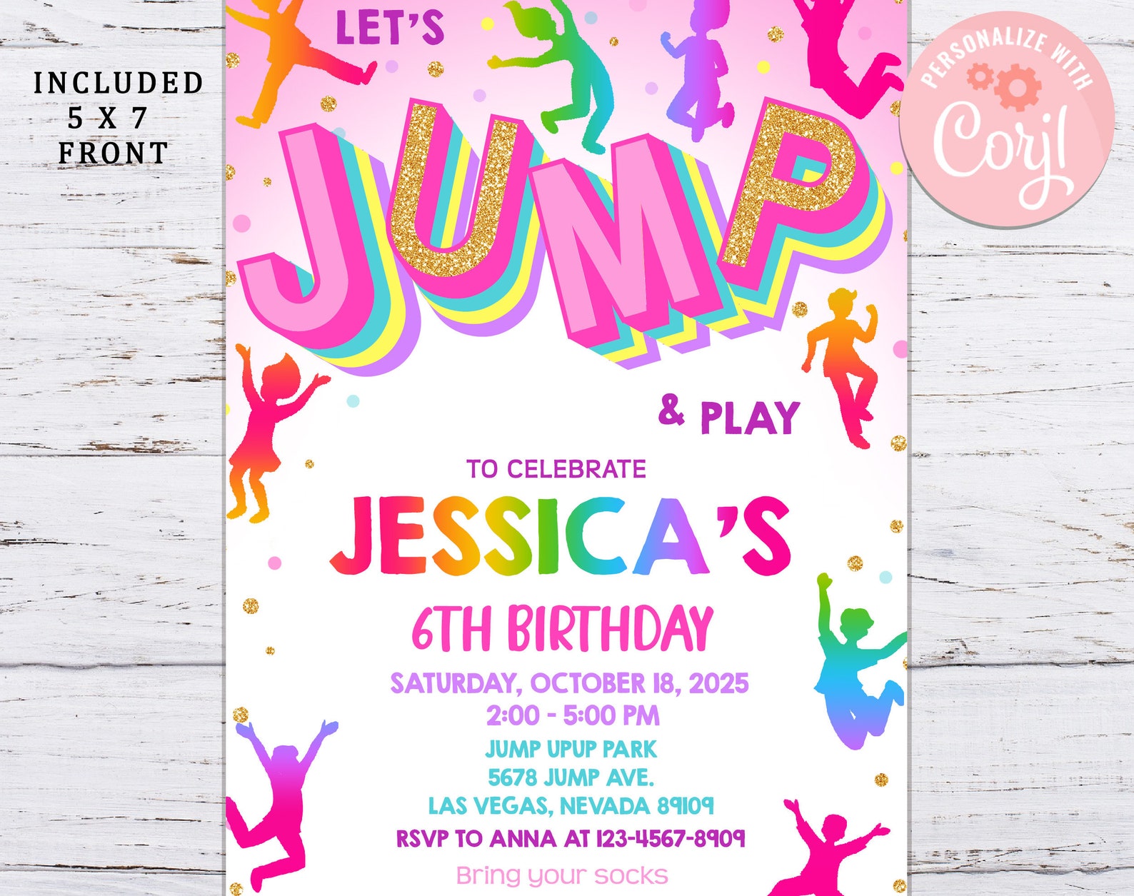Jump Invitation Birthday Party Invite Trampoline Bounce - Etsy