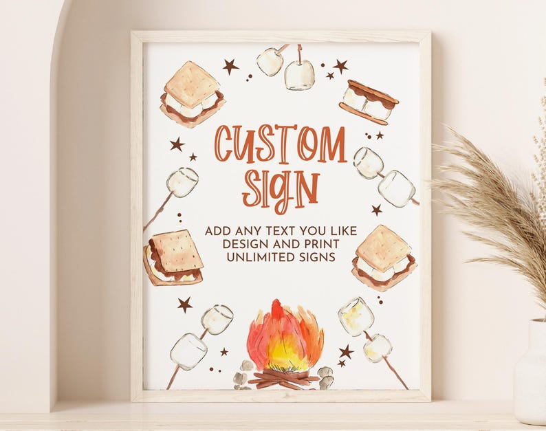 S'mores Birthday Custom Sign Smores Baby Shower Table Sign Backyard ...