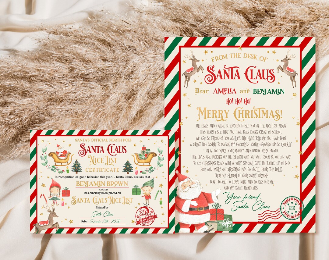 Letter From Santa, Santa's Nice List Certificate Bundle, Christmas ...