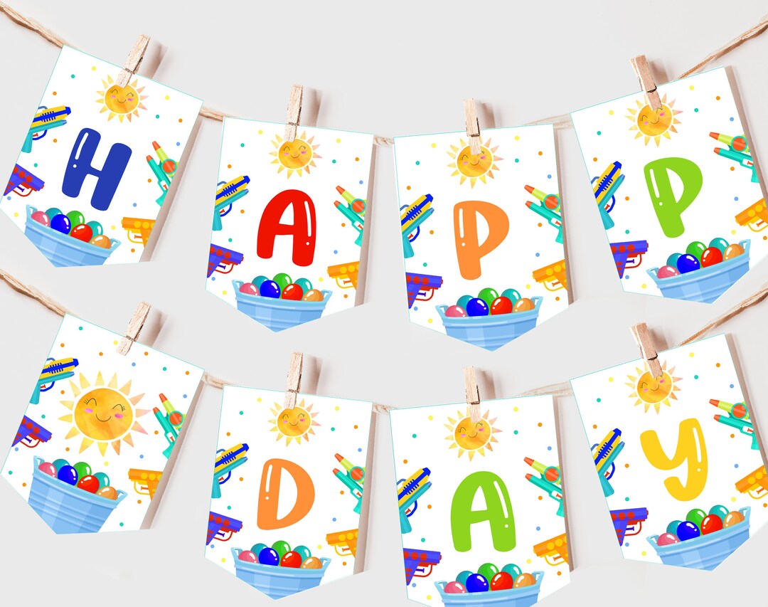 Water Balloon Banner Water Gun Birthday Decor Let's Get Soaked Water ...