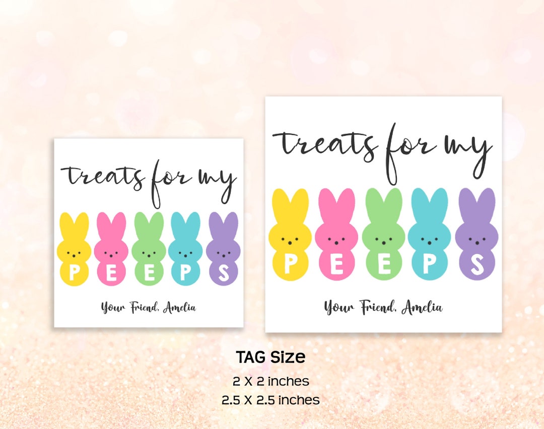 EDITABLE Easter Treats for My Peeps Tag Topper Bag Eggs Happy Holiday ...