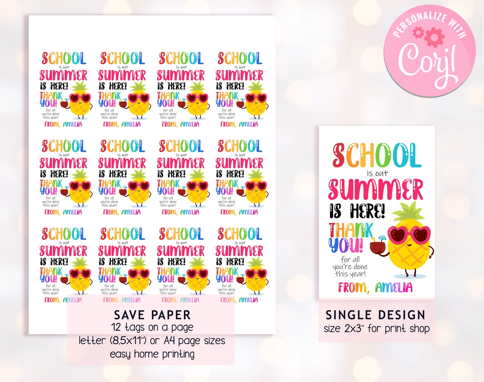 Schools Out Summer is Here Thank You Favor Tags End of School - Etsy